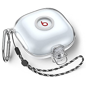 Secure Lock Clear Case for Beats Fit Pro, WOFRO Full-Body Shockproof Protective Cover for Beats Fit Pro Earbuds 2021 Hard Shell with Anti-Lost Lanyard/Keychain[One-Click Pop] (Clear)