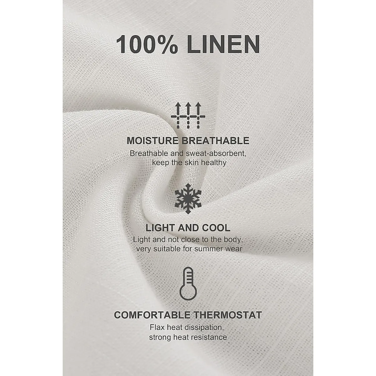 PACIBE Women's Drape Linen Pants Summer Wide Leg Trousers Compact Fabric with Pockets, XL, White