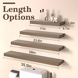 Floating Shelves for Wall, Natural Wood Shelf, Rustic Home Decor for Bathroom Kitchen Bedroom, 30 inch Hanging Mounted Invisible Bracket, Walnut Set of 2