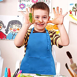 SINLAND Kids Apron with Pocket 2 Pack Children Chef Apron for Cooking Baking Painting (M:6-12 Years)