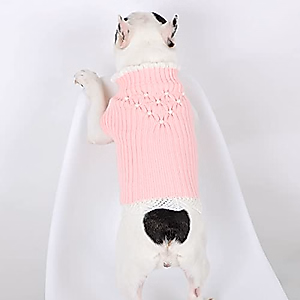 Neiwech Small Dogs Knitted Sweaters Medium Cats Soft Sweatshirts Pet Puppy Warm Winter Clothes Light Pink S 82w409