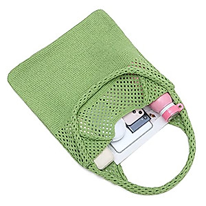 Ovida Crochet Mesh Beach Tote Bag Summer Y2K Aesthetic Knit Shoulder Bag Large Capacity Hobo Bag for Women