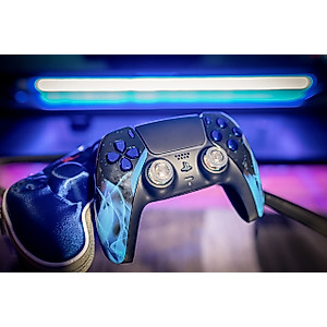MODDEDZONE Wireless Controller for PS5 with Exclusive and Unique Designs Compatible with PlayStation 5 - The Ideal Christmas Gift for Gaming Enthusiasts - Expertly Crafted in USA Blue Fire