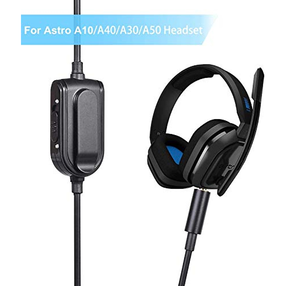 Aimuli A10 A40 Replacement Audio Cable Inline Mute Volume Control for with Microphone Astro A10/A40/A30/A50 Headsets Cord, Xbox One Play Station 4 PS4 Headphone Audio Extension Cable 6.5 Feet