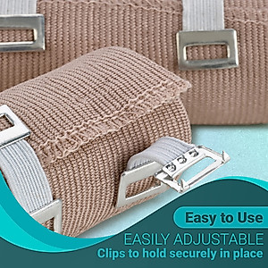 Elastic Compression Bandage Wrap - Premium Quality (Set of 4) w/ Hooks, Athletic Sport Support Tape Rolls for Ankle, Wrist, Arm, Leg Sprains First Aid Bandages Measure (2)- 4" x 5 Ft (2)- 3" x 5 Ft