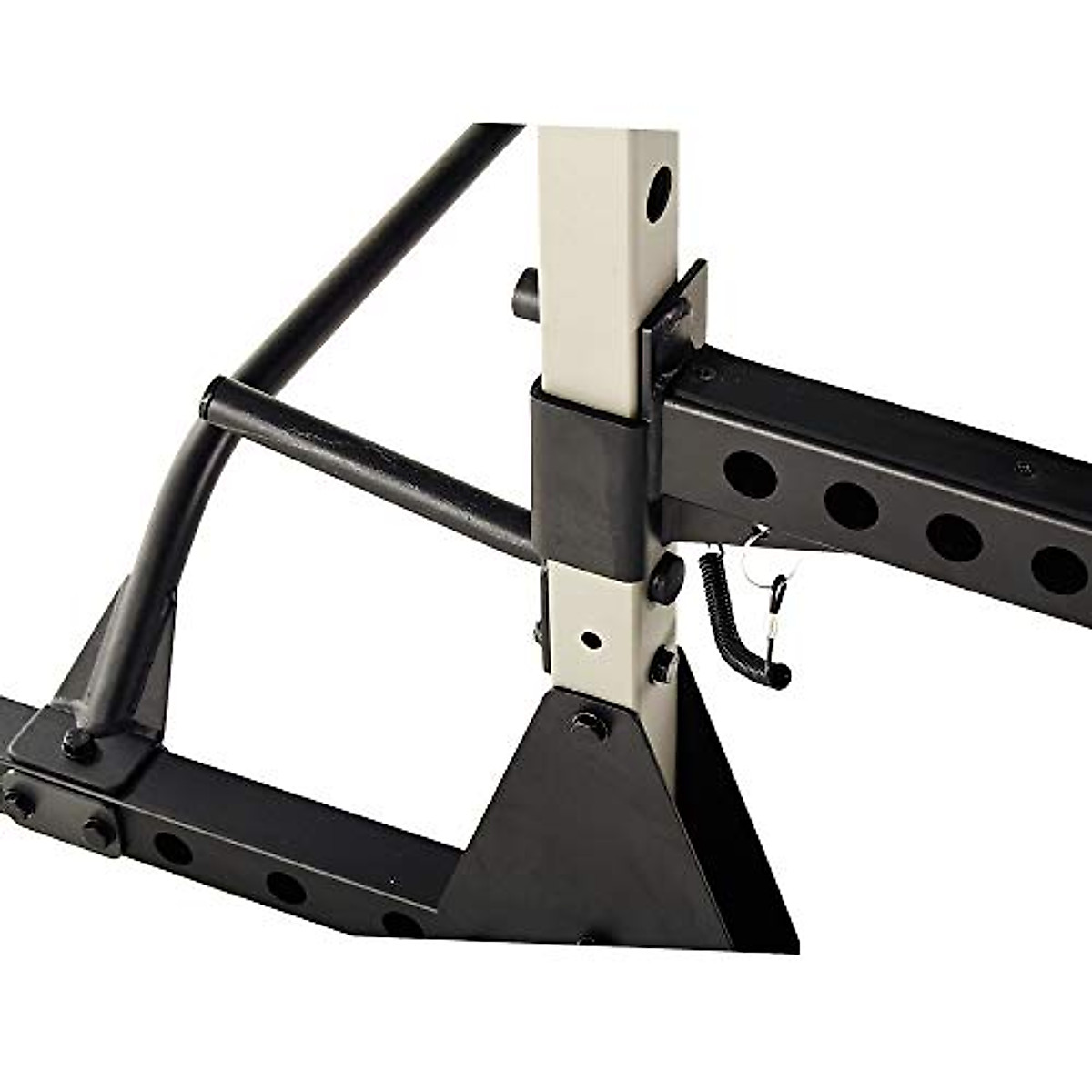 Fitness Reality Squat Rack Power Cage with J-Hooks, Landmine 360° Swivel, Weight Plate Storage Attachment and Power Band Pegs grey