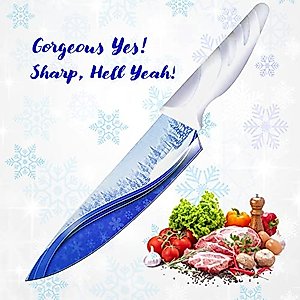 Chefs Knives - Professional Chef knife set, 8 inch sharp cutting blade - Stainless Steel kitchen cooking knife with Ergonomic handle - Loving gifts for Chefs & butcher with cool design
