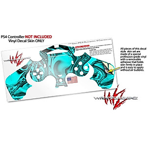 WraptorSkinz Vinyl Decal Skin Compatible with Sony PS4 Controller PlayStation 4 Original Slim and Pro Liquid Metal Chrome Neon Teal (Controller NOT Included)
