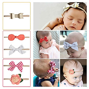 MEISO Baby Headbands, 20 Pcs Baby Girl Headbands and Bows flower, Nylon Hairbands, Newborn Hair Bow Elastics, Newborn Infant Toddler Hair Accessories Gifts