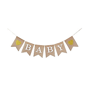 Mandala Crafts Welcome Baby Banner for Gender Neutral Baby Shower Decorations - Baby Shower Banner for Baby Shower Decor - Baby Burlap Banner Garland