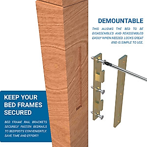 Set of 4 Pairs Rok Hardware 4" (102mm) Long Heavy Duty Steel Bed Rail Fasteners, Bed Rail Brackets, Zinc Plated, ROKBRF4