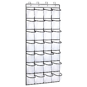 REGELOGO 28 Large Pocket Over the Door Shoe Organzier, Hanging Shoe Rack for Door Large Capacity Shoe Organizer Holder with 4 Metal Hooks