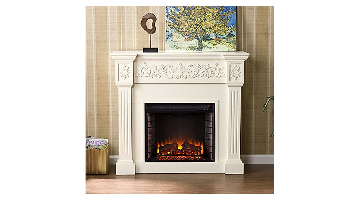 SEI Furniture Calvert Electric Fireplace Ivory - Elegant & Efficient ...