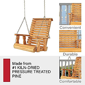 Amish Heavy Duty Roll Back Pressure Treated Swing Chair (Cedar Stain)