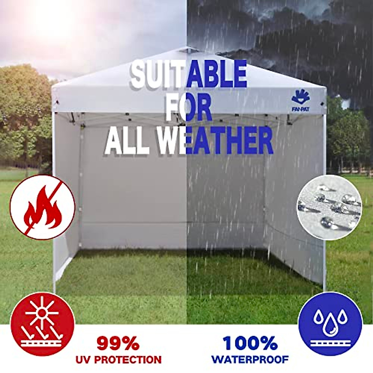 Fanpat Instant Canopy Tent Sidewalls for 10x10 Pop Up Canopy Waterproof,99% UV Protection，3 Piece Sidewalls, White(3PCS Sidewall Only, Canopy Tent NOT Included)
