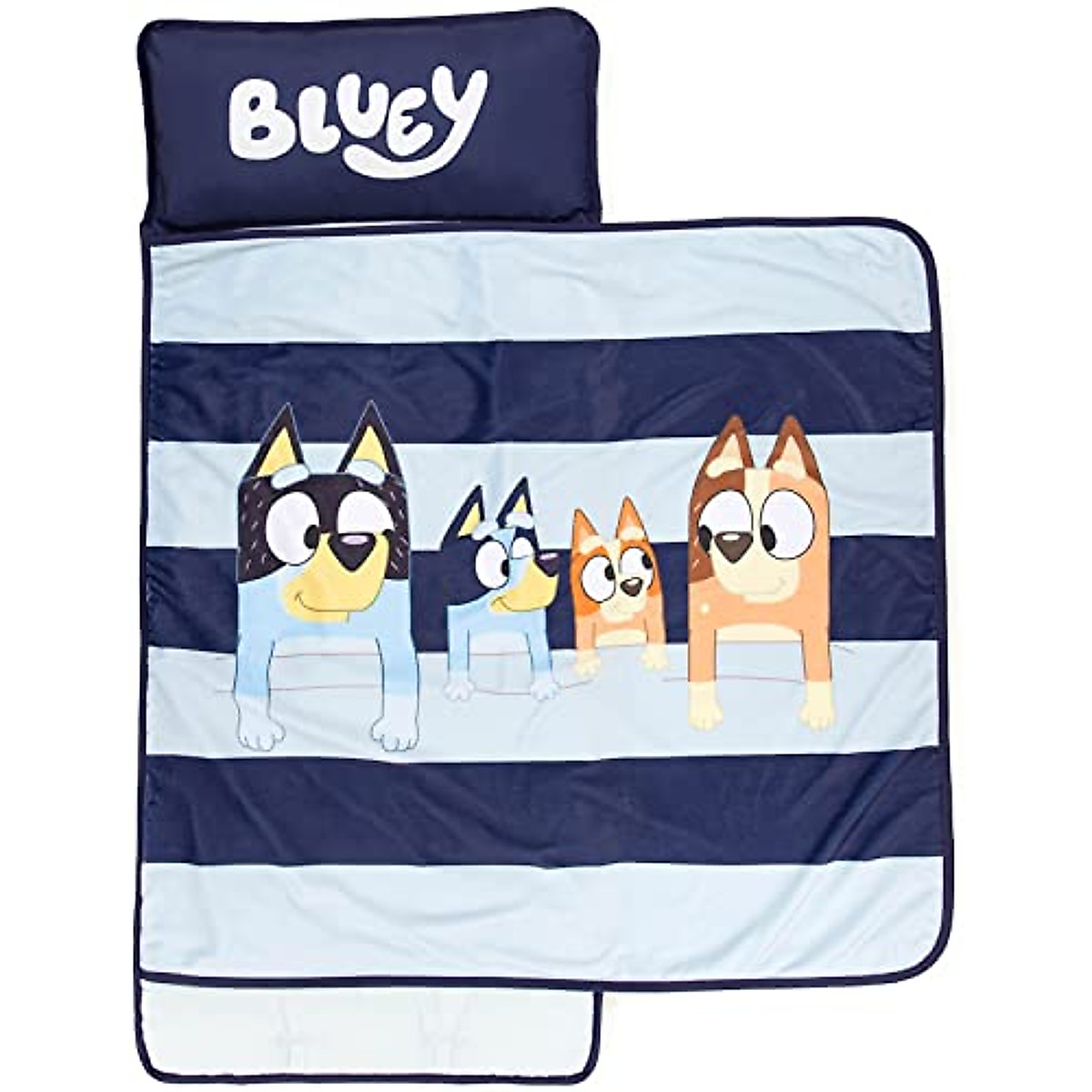 Bluey Sleepy Time Nap Mat – Built-in Pillow and Blanket - Super Soft Microfiber Kids'/Toddler/Children's Bedding, Ages 3-7 (Official Bluey Product)