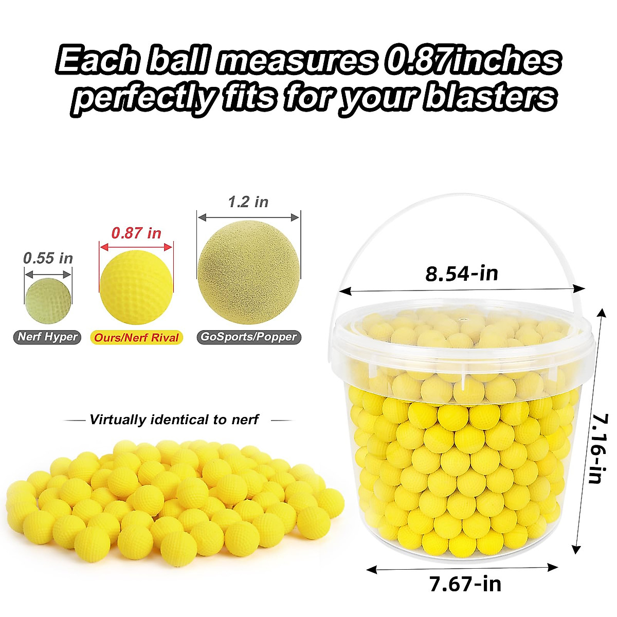 500 Rounds Refill Pack Balls Ammo Bulk Compatible with Nerf Rival Gun, TiopLior Yellow Foam Bullet Ball Replacement Refill Pack for Rival Blasters & Toy Blasters Gun(HIR, High-Impact Rounds)