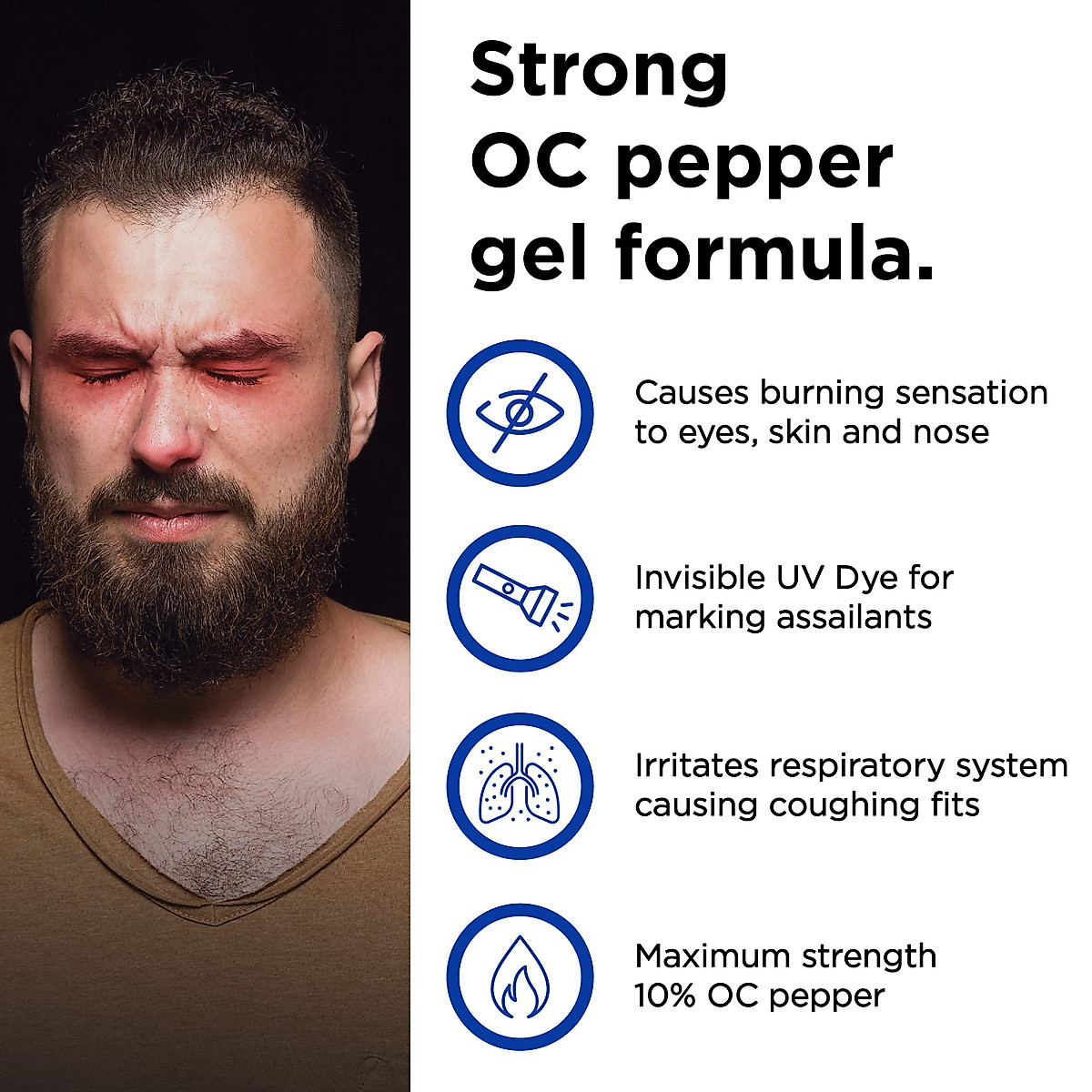 Mace Brand Magnum 4 Pepper Gel, 2.79 oz, 20 Feet Range, No Wind Blowback, Max Strength 10% OC Formula, Long Lasting UV Dye, Flip Top Safety Cap, Self Defense Pepper Spray Gel for Women & Men - Black