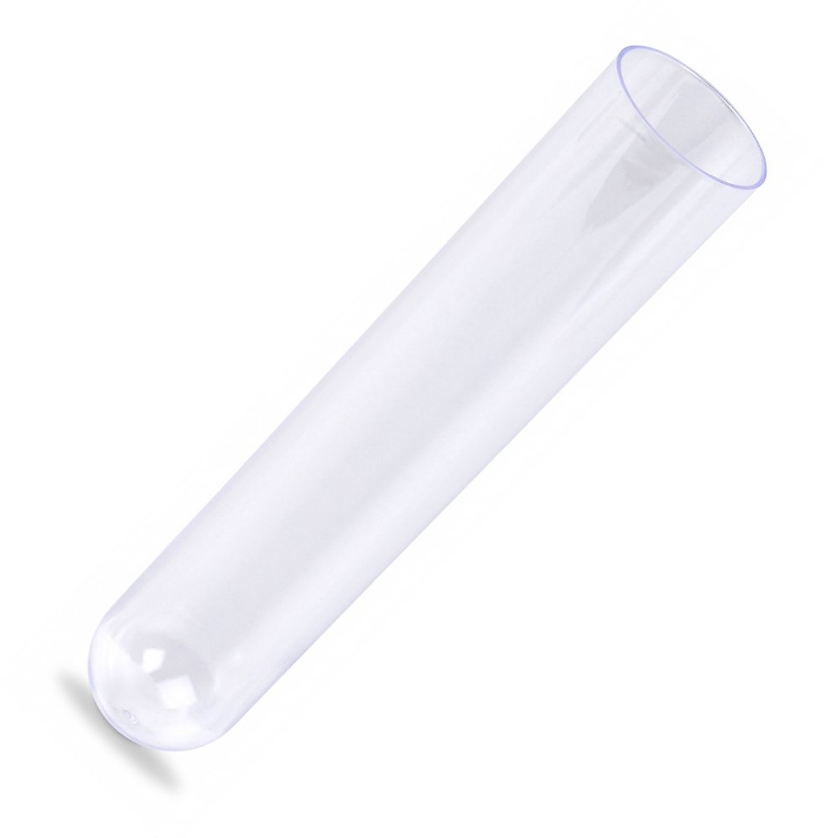 40x197mm Test Tubes, PS Plastic, Round BTM, 200ml Vol, with 40mm Plastic Cap, Natural, Karter Scientific 400I2 (Pack 25)