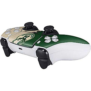 Skinit Gaming Decal Skin Compatible with PS5 and Compatible with PS5 Digital Edition DualSense Controller - Officially Licensed NBA Milwaukee Bucks Split Canvas Design