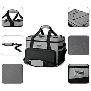 TOURIT Cooler Bag 46-Can Insulated Soft Cooler Portable Cooler Bag 32L Lunch Coolers for Picnic, Beach, Work, Trip, Grey