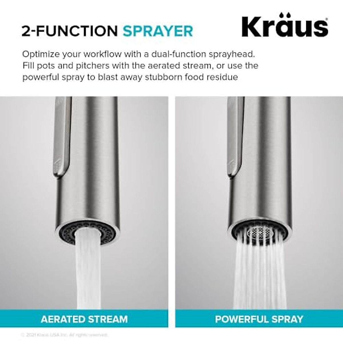 Kraus KPF-3104SFS Oletto Contemporary Pull-Down Single Handle Kitchen Faucet, 16.25 inch, Spot Free Stainless Steel