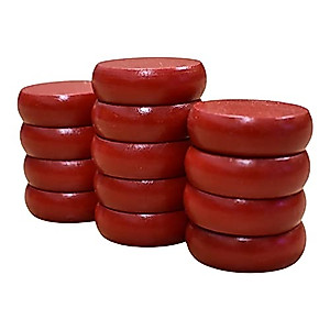 26 Red and White Crokinole Discs with a Velvet Pouch (Mini Discs - 1 3/32 Inch Diameter (2.8cm))