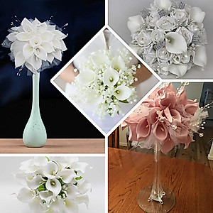 IPOPU 24PCS Artificial Flowers Fake Calla Lily Flowers Real Touch Calla Lily Faux Flowers Arrangement Bouquet for Home Garden Office Party Wedding Bouquet Centerpieces Flower Home Decoration (White)