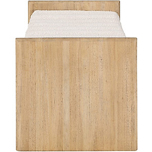 Meridian Furniture 179Cream Waverly Collection Modern | Contemporary Bench with Solid Wood Rich Natural Finish, Luxurious Cream Boucle Fabric, 52" W x 19" D x 18" H, Cream