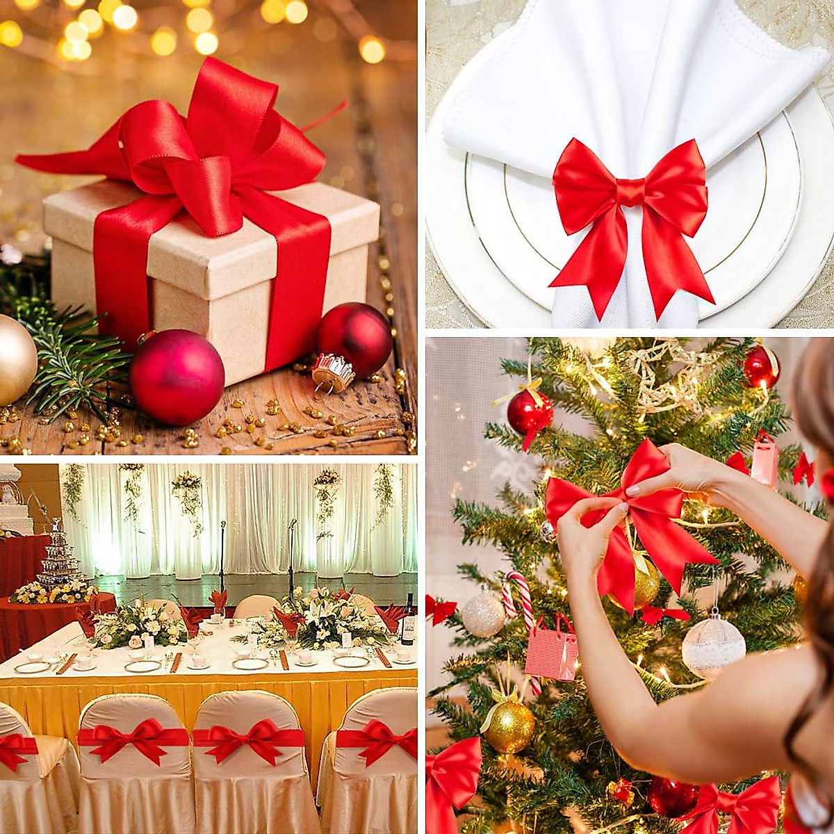 Tenn Well Red Satin Ribbon, 24 Yard 1.96 Inch Wide Silky Gift Ribbon for Bow Making, Gift Wrapping, Box Packaging, Crafting, Christmas Tree Decorations