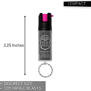 Police Magnum Mini Pepper Spray Self Defense- Small Discreet Pink OC Spray- 1 Pack 1/2oz Twist Lock Keyring (Pink Pocket Knife &Clear Sleeve)