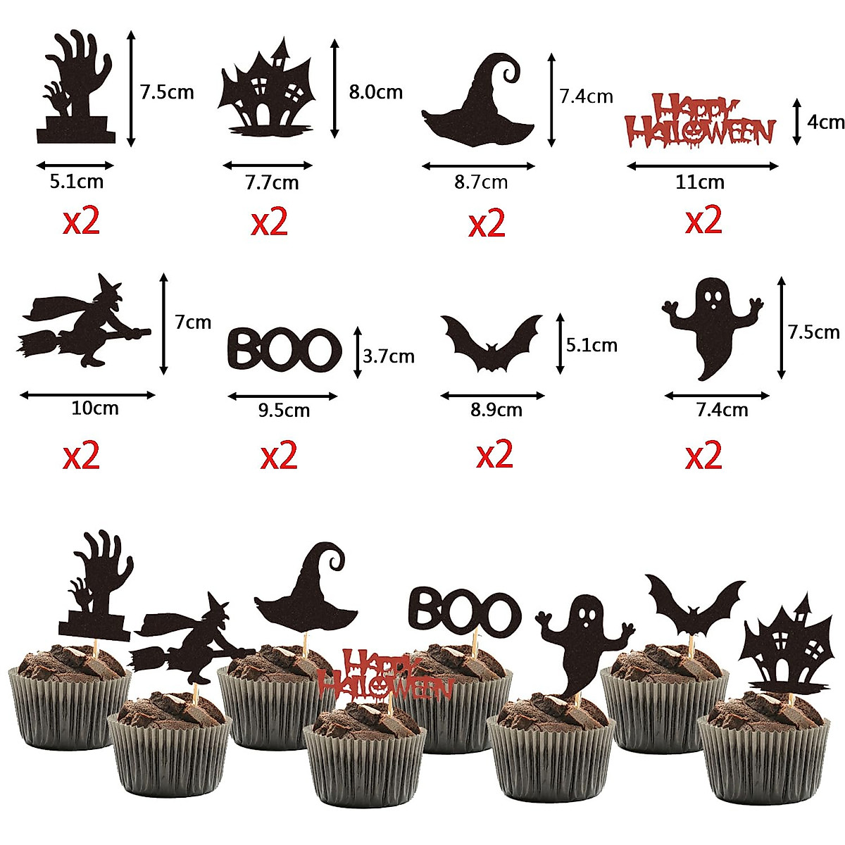 Halloween Cupcake Stand Halloween Dessert Table Display Set-3 Tier Cup Cake Tier Stand+16PCS Cake Cupcake Toppers Halloween Party Decoration Cupcake Tower Cupcake Stand for 24 Cupcakes (A)