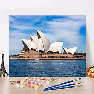 OEPWQIWEPZ Sydney Opera House DIY Digital Oil Painting Set Acrylic Oil Painting Arts Craft Paint by Number Kits for Adult Kids Beginner Children Wall Decor
