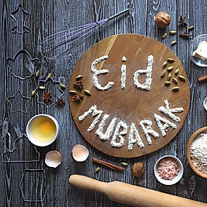 9 Pieces Eid Mubarak Cookie Cutters Eid Ramadan Biscuit Molds DIY Biscuit Cutters Stainless Steel Fondant Cutters with Lantern Camel Moon Design for Eid Mubarak Holiday Party Supplies