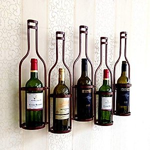 Retro European Wrought Iron Wine Rack Bar Double Creative Simplicity Wall Hanging Wine Cabinet Wine Wine Display Rack Rack Wine Glass Rack J111, PIBM, Brown