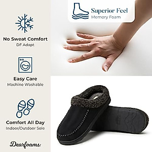 Dearfoams Men's Indoor/Outdoor Breathable Memory Foam Clog Offered in Wide Widths, Black, Large