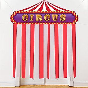 Hollowfly Halloween Circus Carnival Party Decorations Circus Tent Decorations Porch door Banner Creepy Horror Party Awning Hanging Eve Circus Theme Party Photo Props Decorations