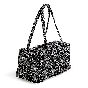 Vera Bradley Women's Cotton Medium Travel Duffel Bag, Black Bandana Medallion, One Size