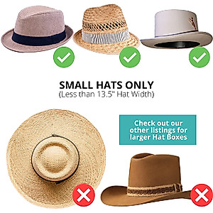 Small Hat Storage Box | Travel Hat Bag | Round Pop-up Storage Container for Fedoras and Small Hats | 13.5 Inch Wide | Collapsible Stackable | Hat Organizer | Closet Organization Bin (Black)
