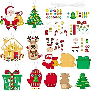 Civaner Christmas Craft Kit for Kids Christmas Tree Ornaments Hanging Art and Craft DIY Project Gingerbread House Crafts Kit Christmas Box Claus Reindeer Christmas Crafts for Kids, 6 Styles