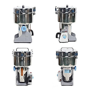 Grain Grinders, 2000g 110V Commercial Electric Herb Mills Spice Grinder Stainless Steel Food Grinding Machine 270° Swing Type Power Mill & Grinder for Coffee Bean Nut, 60-350 Mesh Degree of Crushing
