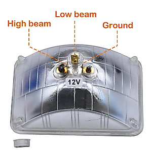 fokes H4656 Super vision Halogen Sealed Beam Headlight Low & High Beams Headligh （5“square,165mm）,#H4656