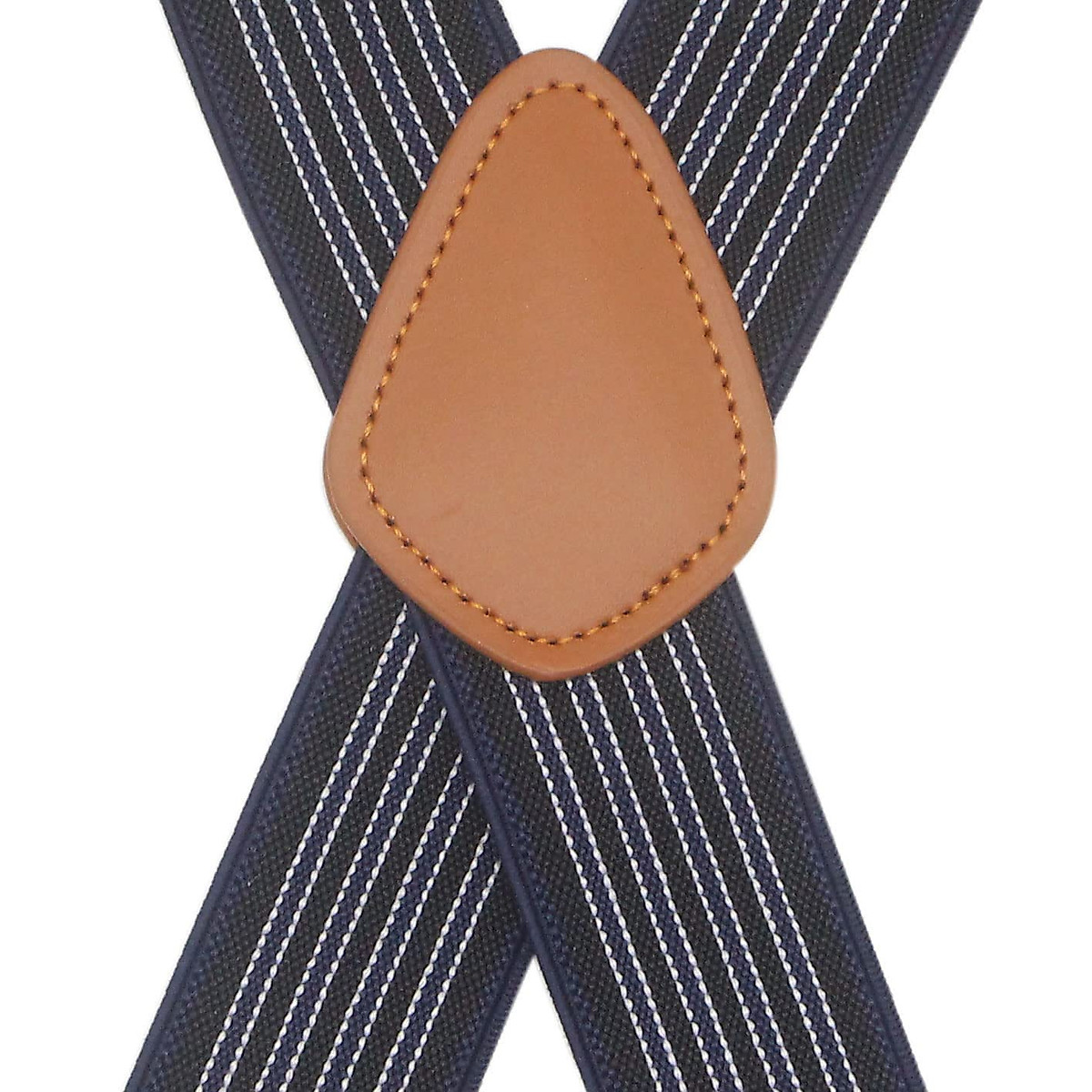 Timiot Mens Suspender 4 Swivel Strong Hooks Adjustable Braces Elastic Comfortable X Style Heavy Duty Strap (Navy White Stripe)