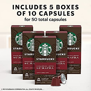 Starbucks by Nespresso Dark Roast Single-Origin Sumatra Coffee (50-count single serve capsules, compatible with Nespresso Original Line System)