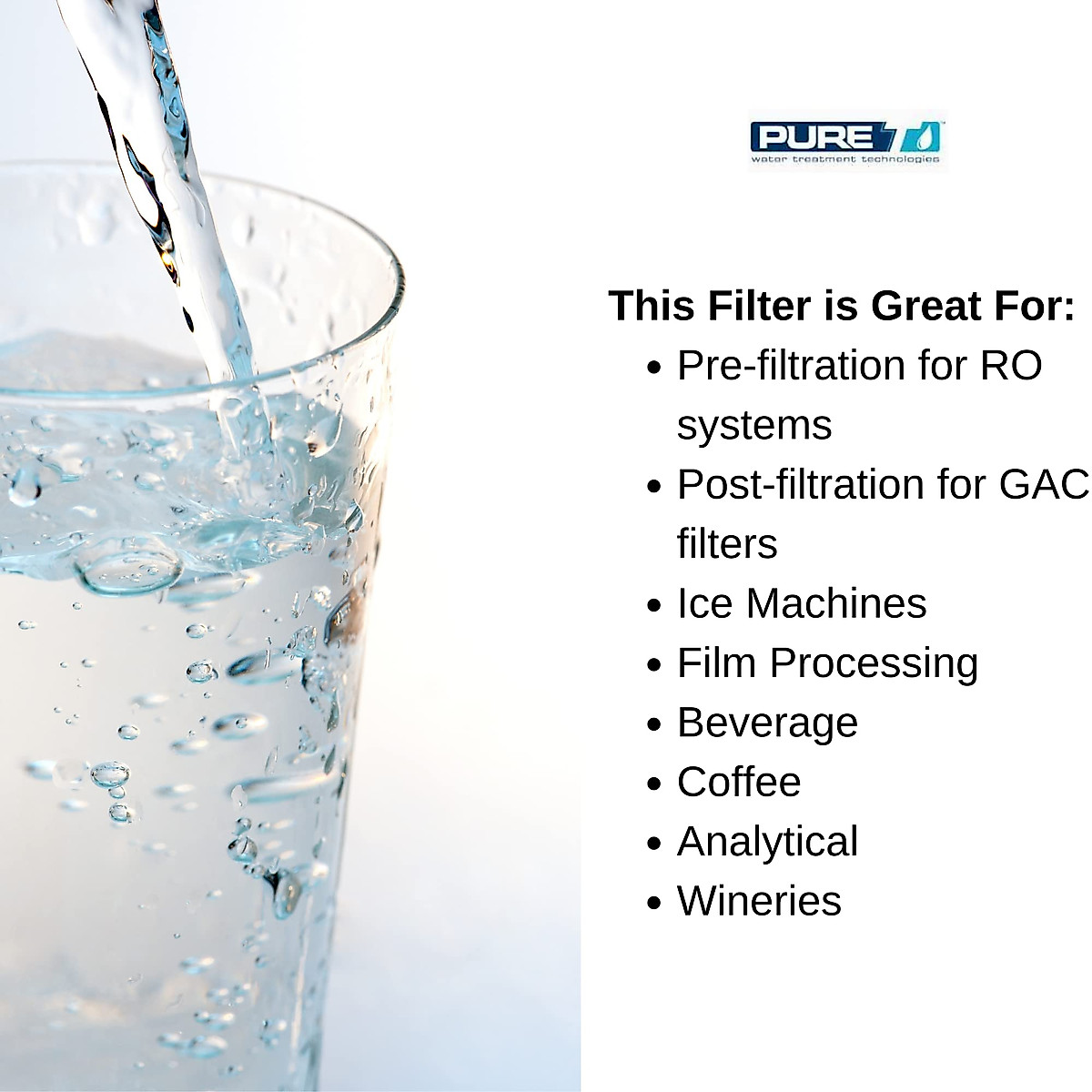 PureT BVB2000005 20x4.5" Water Sediment Filter - NSF Certified - Spun Poly Filter Removes Sediment and Other Organic Debris (5 u Micron Rated)