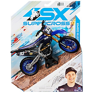 Supercross, Authentic Eli Tomac 1:10 Scale Collector Die-Cast Toy Motorcycle Replica with Display Stand,