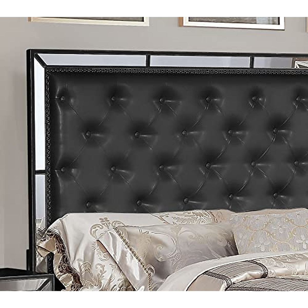 Aokarry Bed Frames Queen Size, Queen Size Upholstered Bed Made with Wood in Black Color