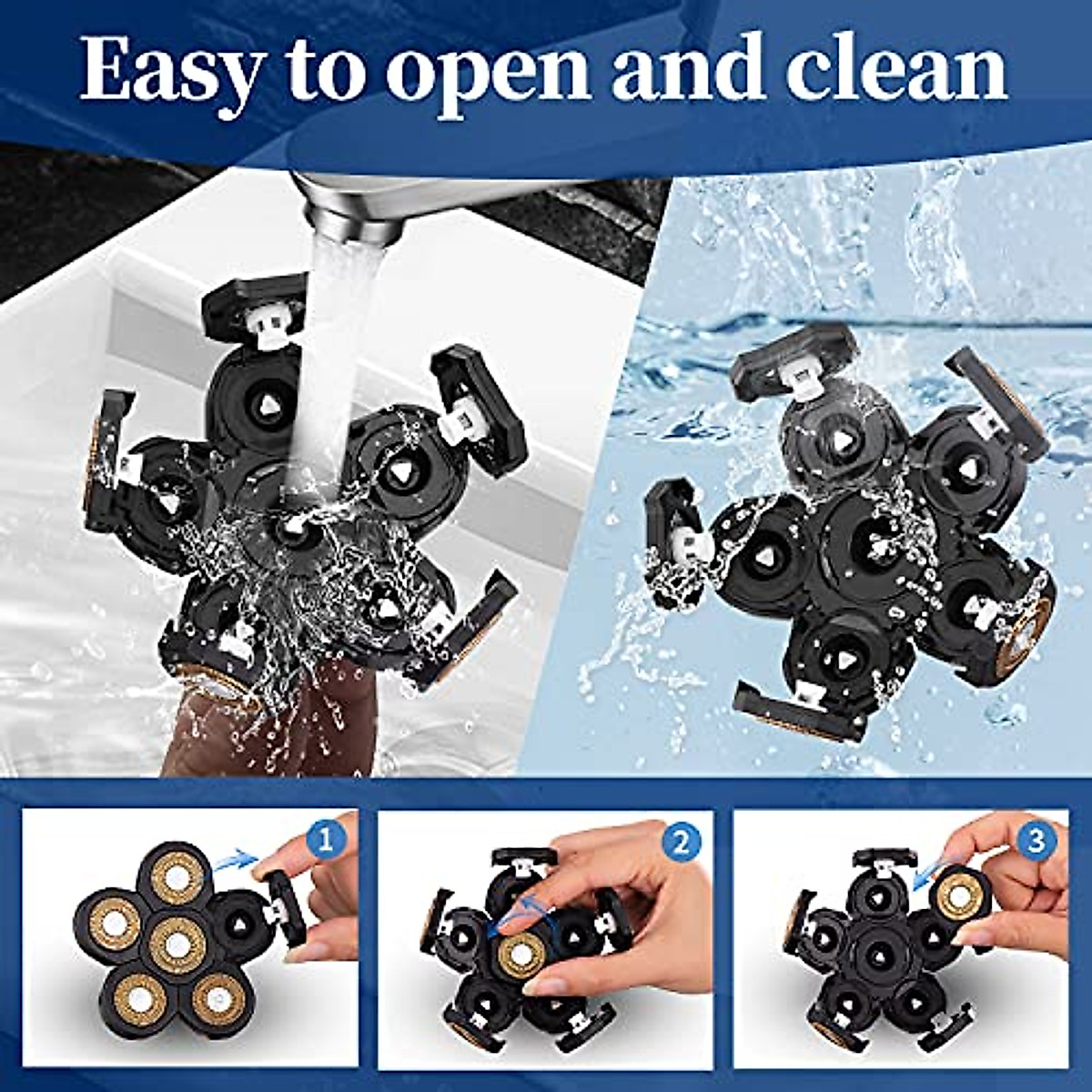 Replacement Head for Electric Shaver Mens Electric Razor Head 6D - Close Head Shavers for Men Replacement Head - Wet & Dry Bald Shavers Blades Waterproof Shavers Replacement Blades Head（Gold）