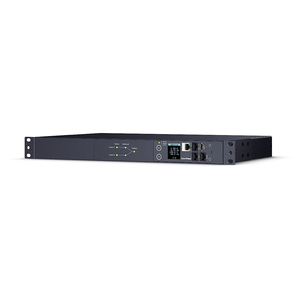CyberPower PDU44001 Switched ATS PDU, 100-120V, 15A (Derated to 12A), 10 Outlets, 1U Rackmount