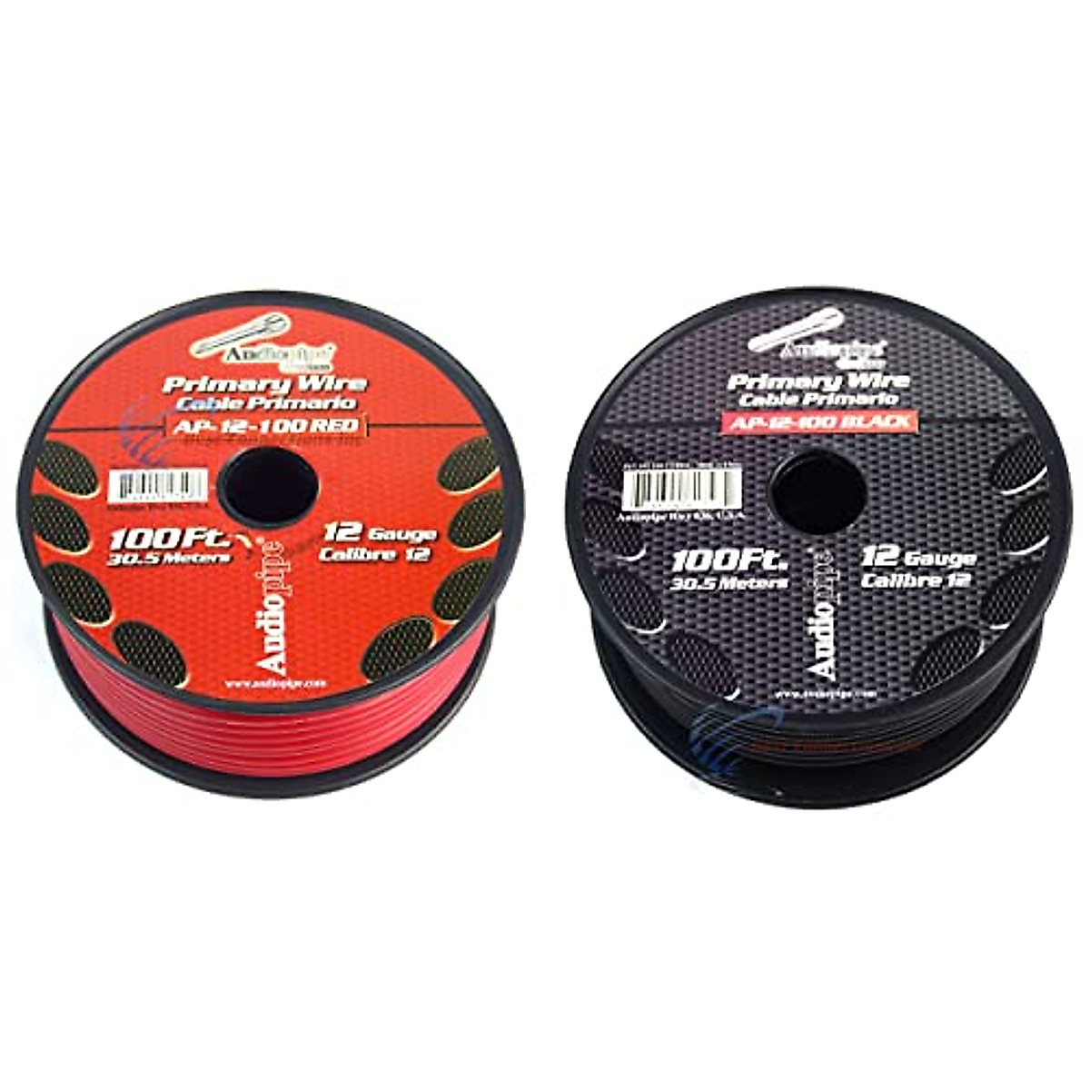 Audiopipe 12 Gauge Wire RED & Black Power Ground 100 FT Each Primary Stranded Copper CLAD